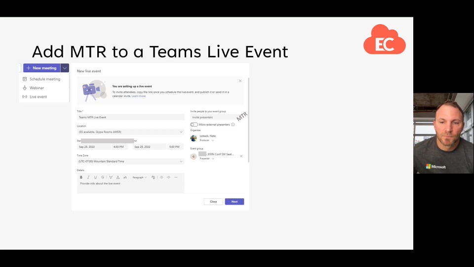 Teams MTR for Teams Live Events